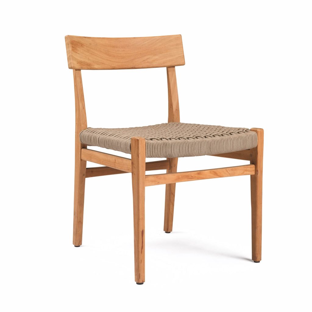 Teak Stacking chair with rope seat